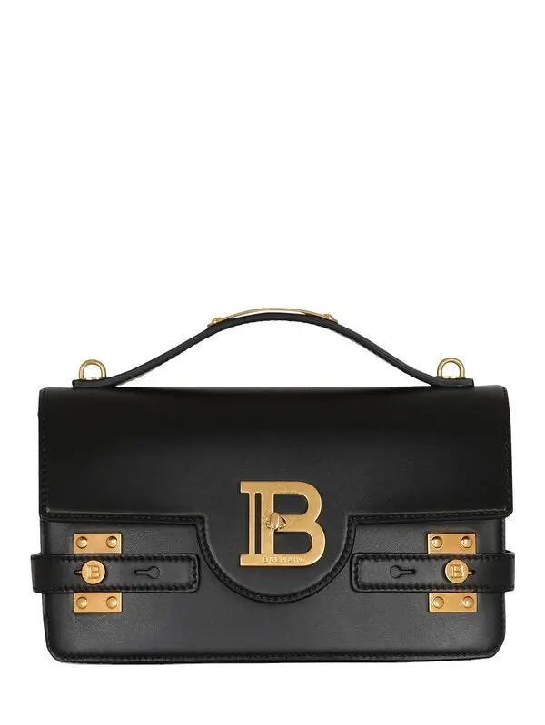 Balmain B-buzz 24 Leather Top Handle Bag - Black