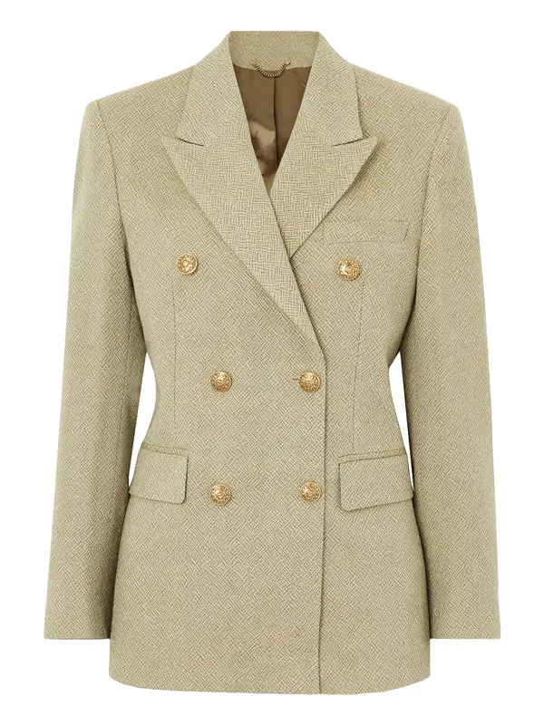 GOLDEN GOOSE Journey Double-breasted Wool-jacquard Blazer - Neutrals