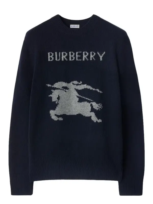 Burberry Equestrian Knight Wool Cashmere Sweater - Navy