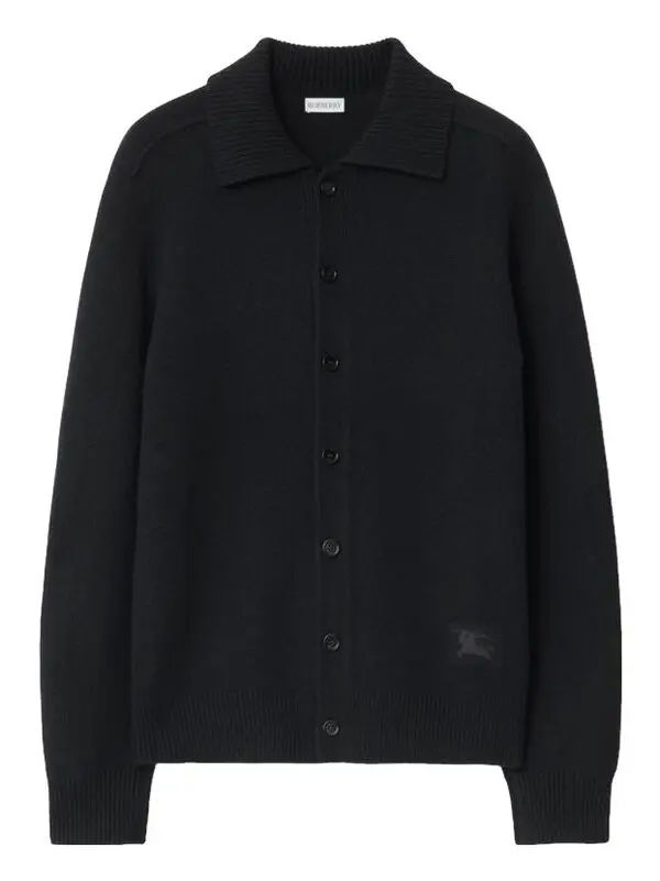 Burberry Cashmere Cardigan With Equestrian Knight Design - Black