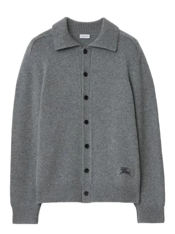 Burberry Cashmere Cardigan With Equestrian Knight Design - Grey