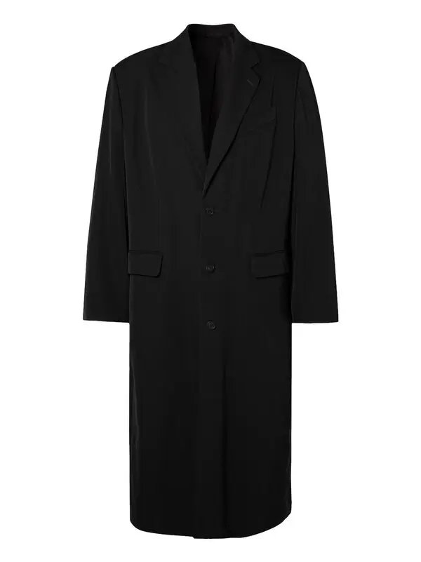 Balenciaga Oversized Logo-appliquéd Coat - Black