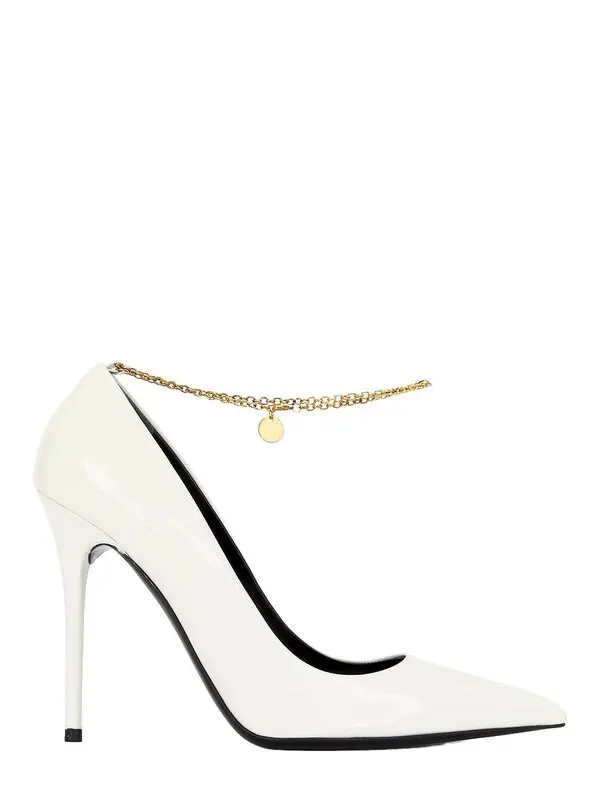 TOM FORD Patent Leather Chain Pump 105 - White