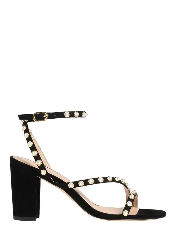 STUART WEITZMAN Dancer Pearl 80 Embellished Suede Sandals - Black