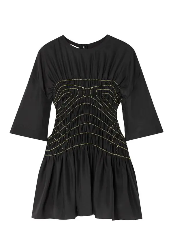 Stella McCartney Smocked Silk-satin Top - Black