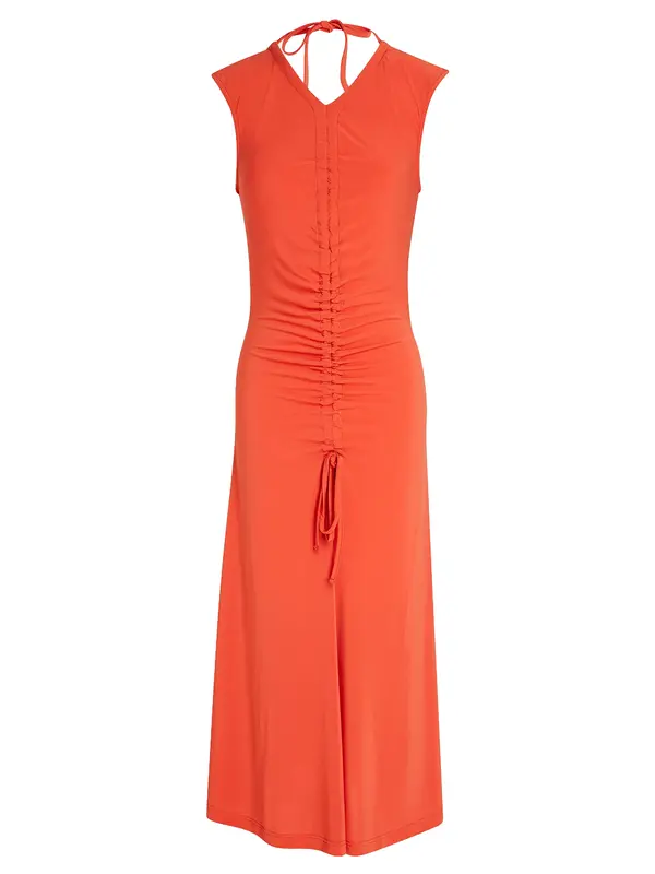 Paul Smith Flared Ruched Jersey Midi Dress - Bright Orange