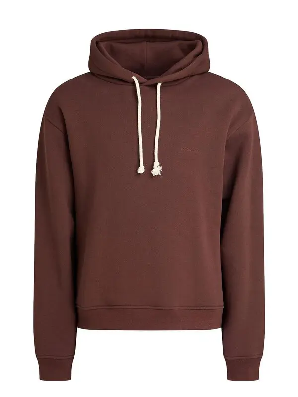 LE17SEPTEMBRE Cotton Fleece Hoodie With Drawstring Hood And Embroidered Logo - Brown