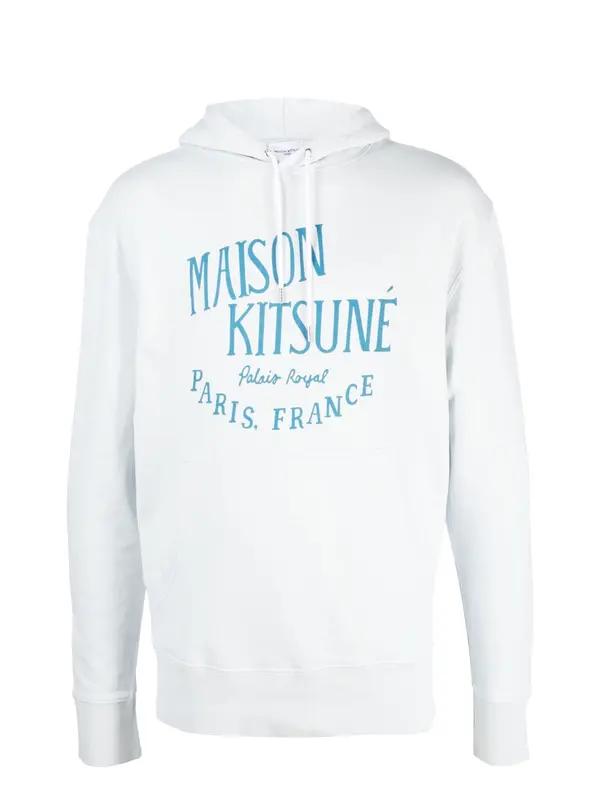 Maison Kitsuné Logo-print Cotton Hoodie - Blue
