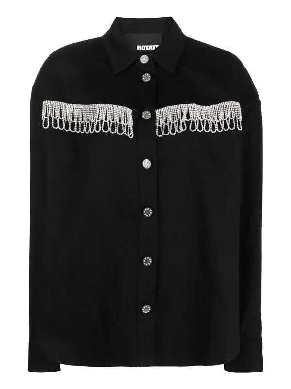 ROTATE BY BIRGER CHRISTENSEN Crystal-embellished Shirt - Black