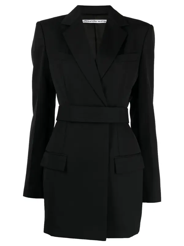 Alexander Wang Logo-embroidered Belted Blazer Dress - Black
