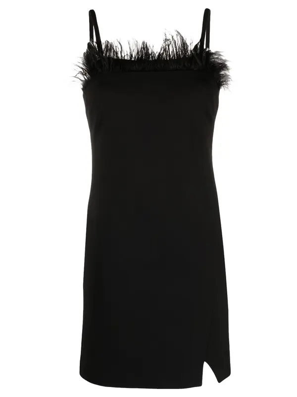 TWINSET Feather-trim Mini Dress - Black