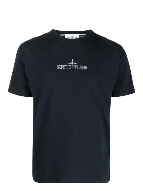 Stone Island Logo-print Cotton T-shirt - Blue