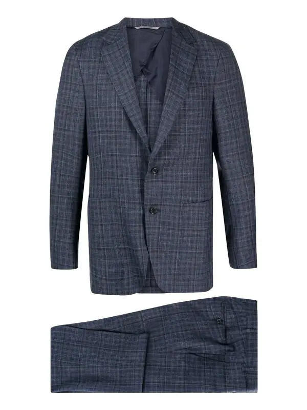 Canali Check-pattern Single-breasted Suit - Blue