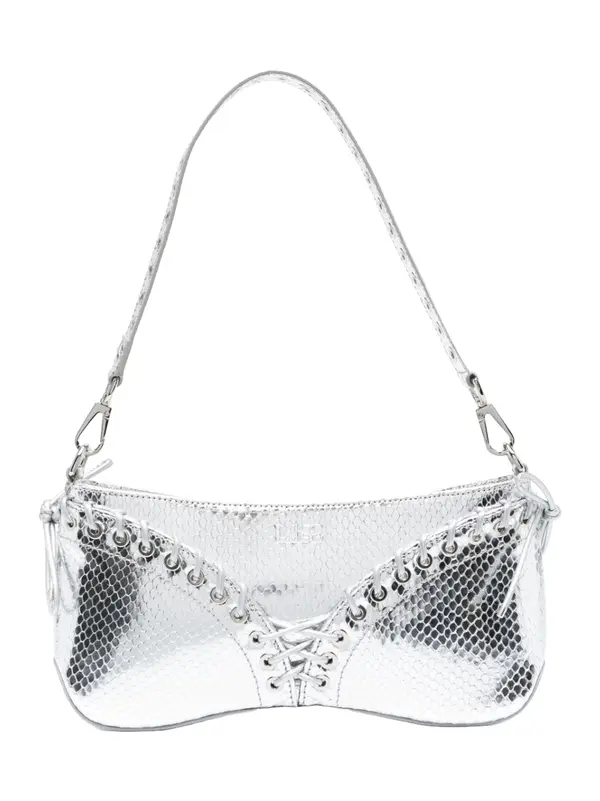LUDOVIC DE SAINT SERNIN Embossed Leather Shoulder Bag - Silver