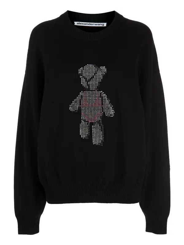 Alexander Wang Beiress Crystal-embellished Wool Jumper - Black