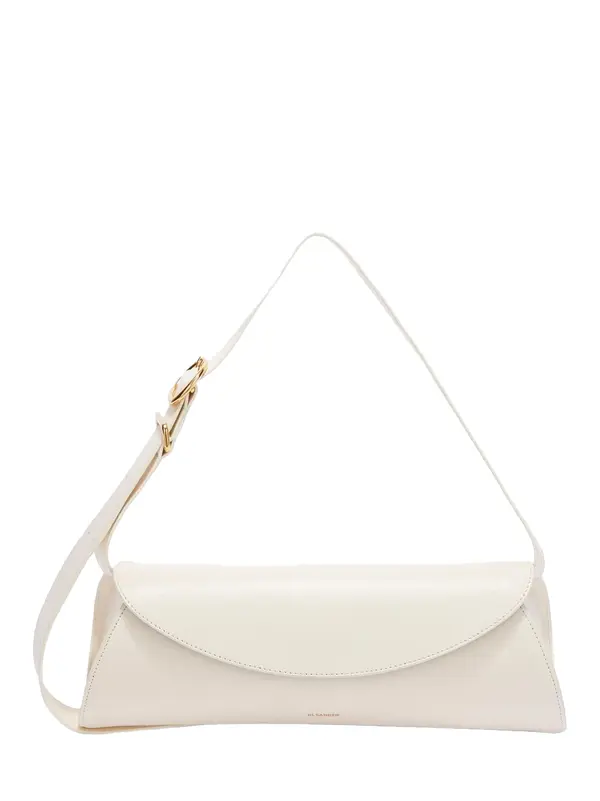 JIL SANDER Large Cannolo Leather Shoulder Bag - White