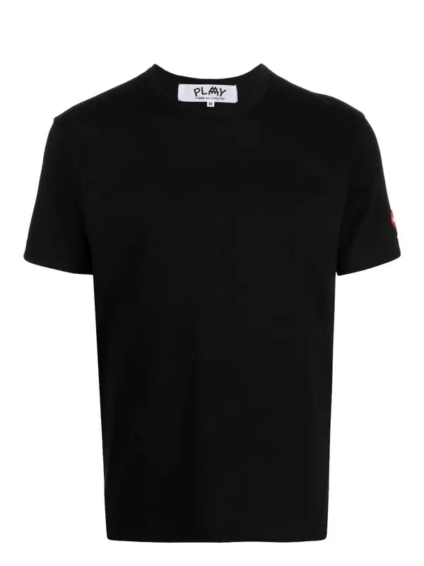 Play Comme Des Garcon Logo-patch Cotton T-shirt - Black
