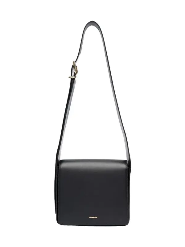 JIL SANDER Logo-stamp Leather Shoulder Bag - Black