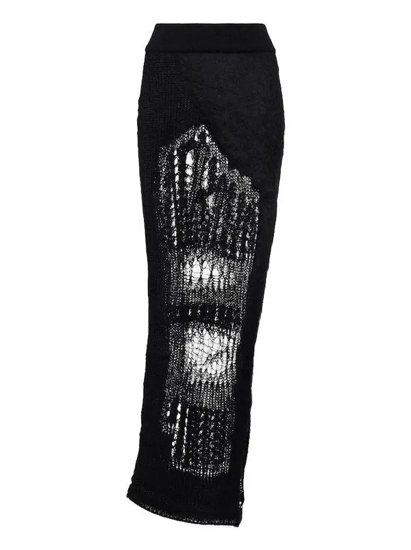 Rick Owens Distressed Mohair-blend Maxi Skirt - Black