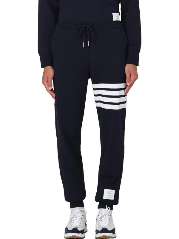 Thom Browne Jogger Pants With Signature Stripes - Blue