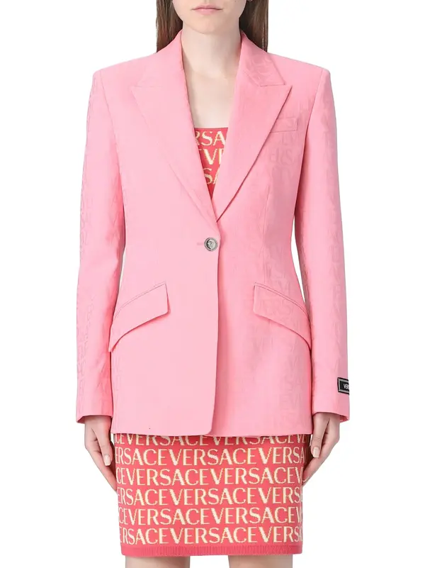 Versace Jacquard Wool Blazer - Pink