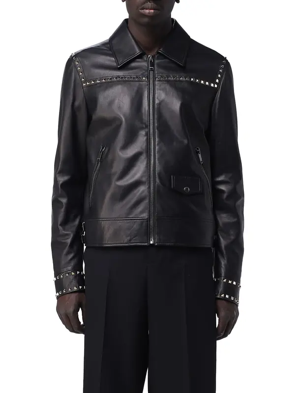 Valentino Garavani Leather Biker Jacket With Metal Studs - Black