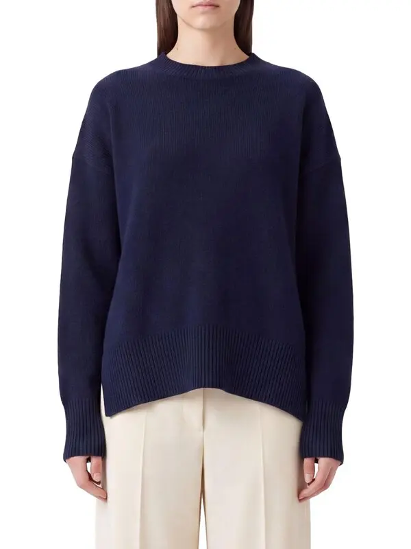 JIL SANDER Cashmere Crewneck Jumper With Dropped Shoulders - Navy