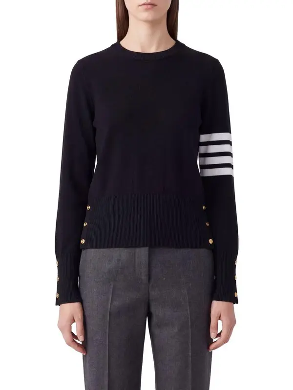 Thom Browne Four-bar Knit Sweater - Obsidian