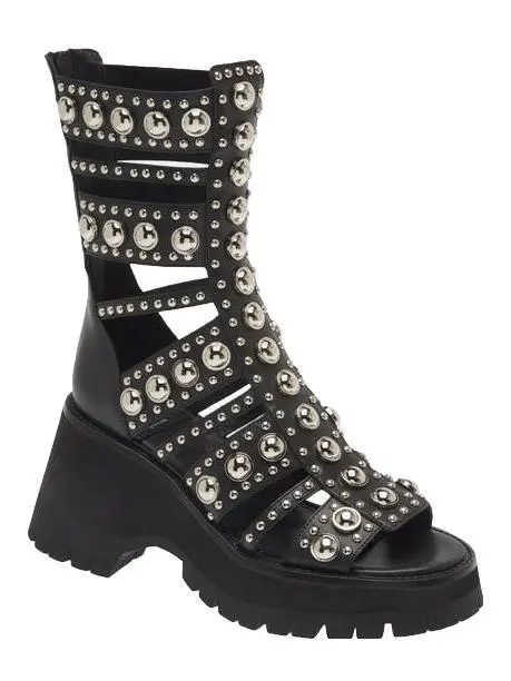 Jeffrey Campbell Expression Platform Gladiator Sandals - Black Silver