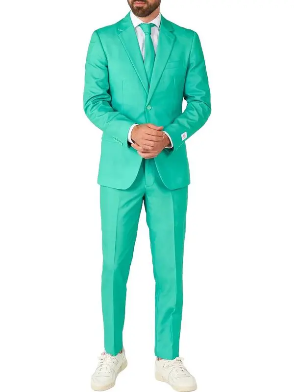 Opposuits Trendy Turquoise Slim Fit Two-piece Suit & Tie Set - Green