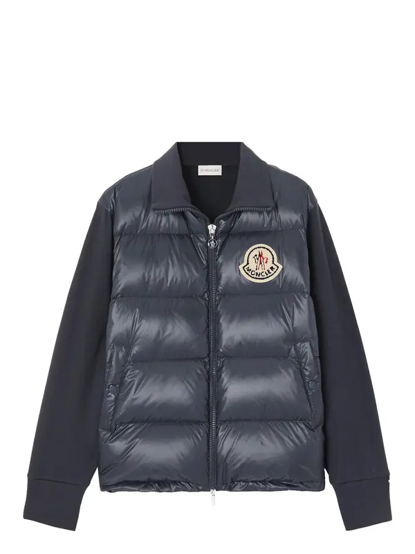 Moncler Appliquéd Cotton-blend Jersey And Quilted Shell Down Jacket - Blue