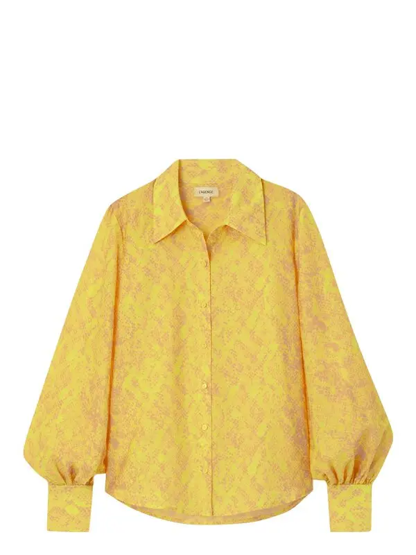L'Agence Jayleen Printed Tencel-blend Blouse - Yellow