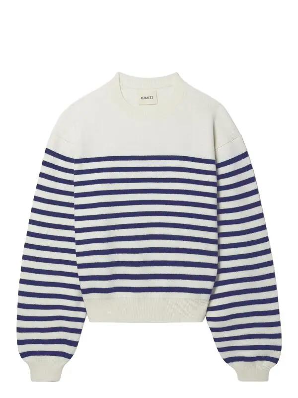 Khaite Viola Striped Cashmere Sweater - White