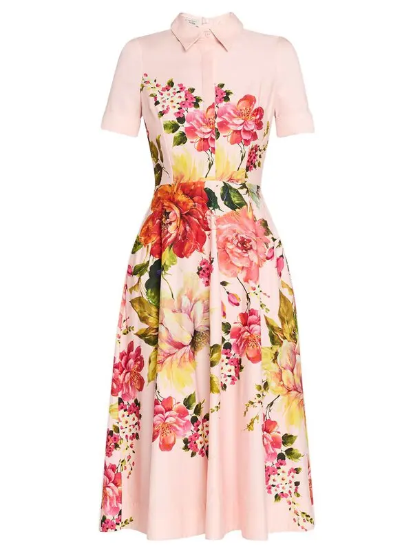 Rickie Freeman For Teri Jon Floral-print Shirtdress - Pink Multi