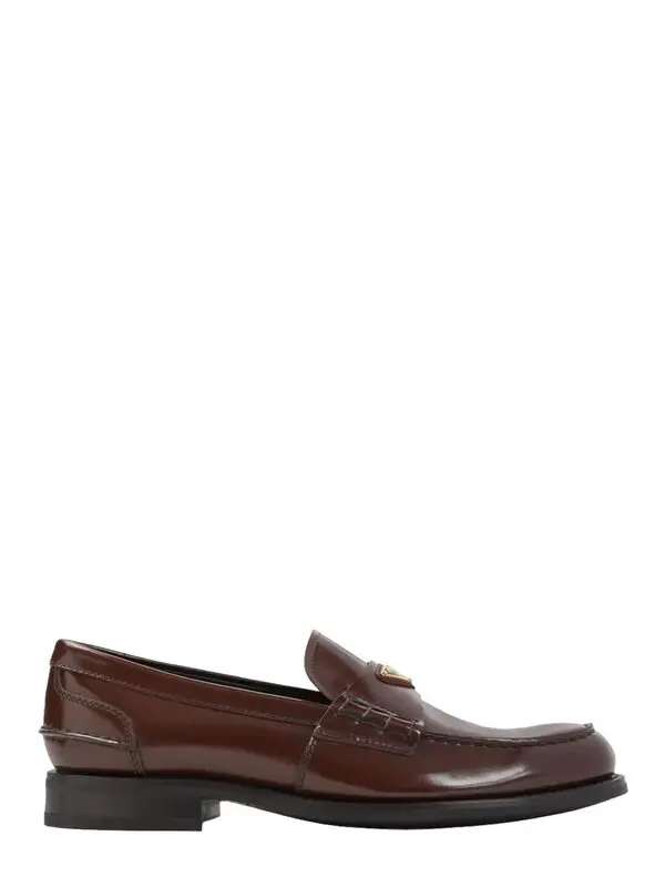 Prada Brushed Leather Loafers - Brown
