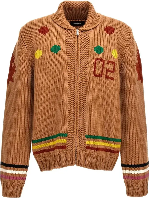 Dsquared2 Jacquard Wool Cardigan - Multicolor
