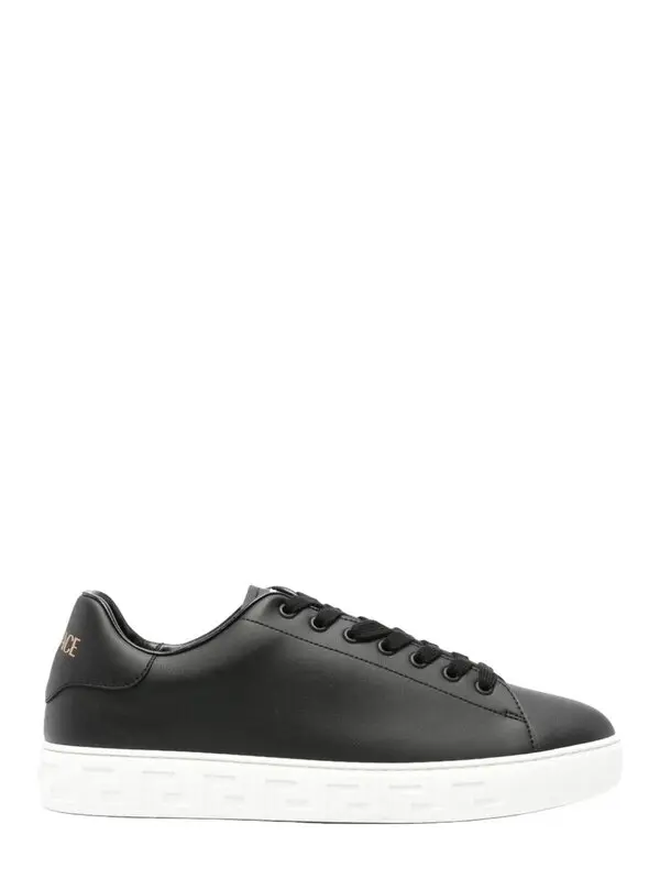 Versace Greca Leather Sneakers - Black