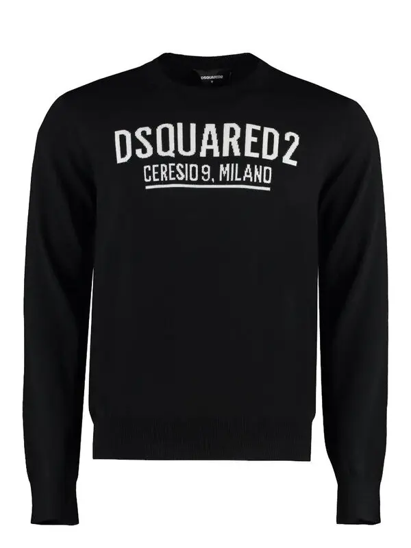 Dsquared2 Virgin Wool Crew-neck Sweater - Black