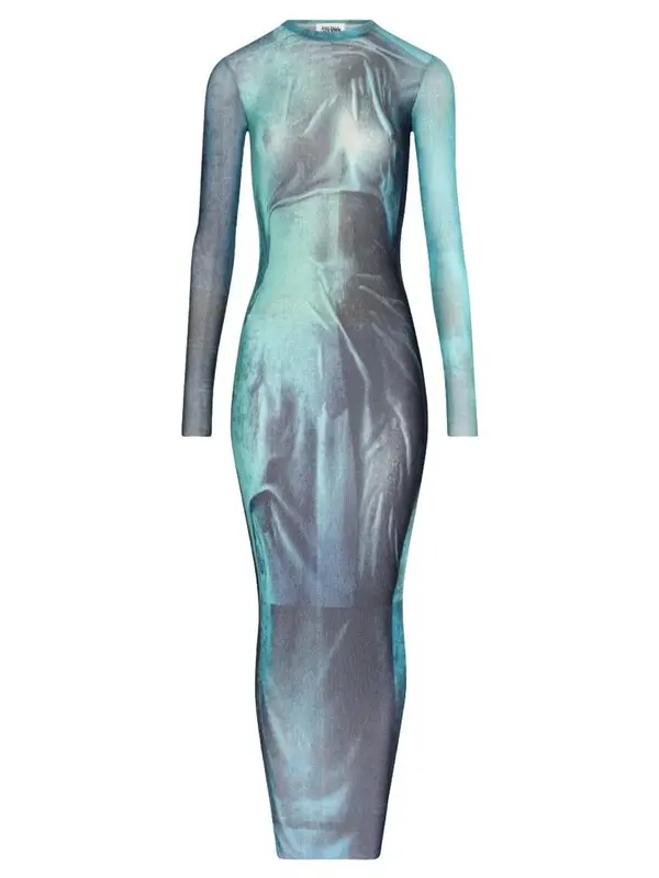 Jean Paul Gaultier Long Sleeve Maxi Dress - Blue