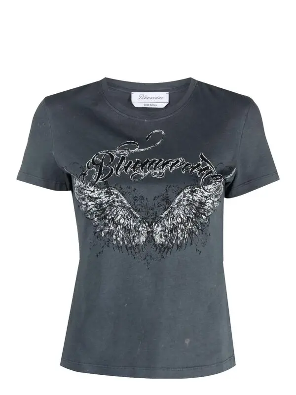 Blumarine Logo-print Cotton T-shirt - Black