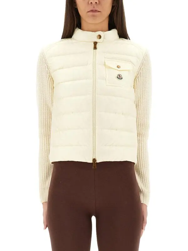 Moncler Padded Wool Cardigan - Beige