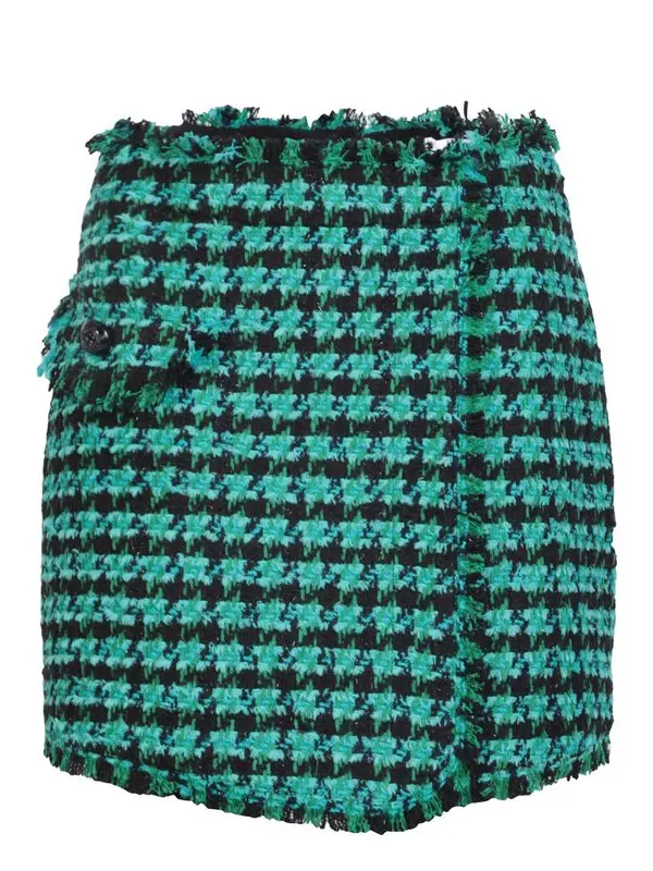 MSGM Houndstooth Tweed Shorts - Green
