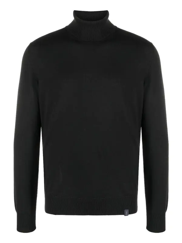FAY Roll Neck Virgin Wool Sweater - Black