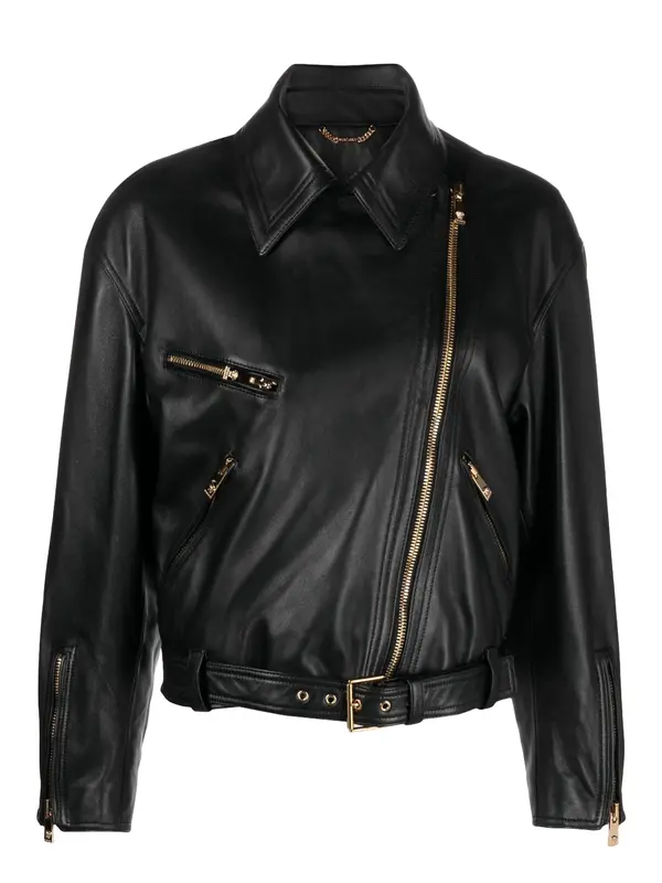 Versace Leather Biker Jacket - Black