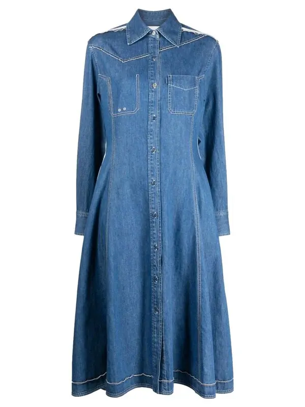 3.1 Phillip Lim Contrast-stitching Mid-length Dress - Blue