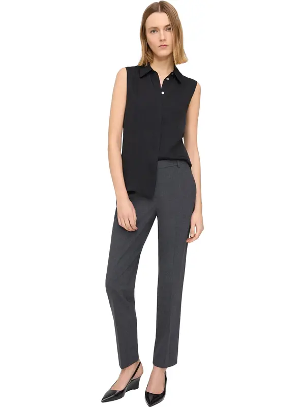 Theory Treeca Full Length Good Wool Pant - Charcoal Melange