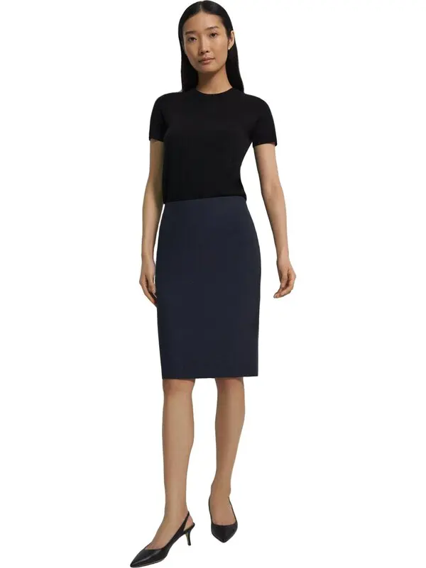 Theory Pencil Skirt In Stretch Wool - Nocturne Navy