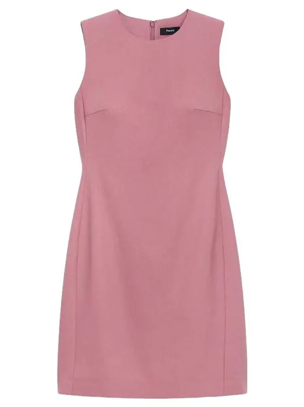Theory Sleeveless Fitted Good Wool Dress - Dusty Rose