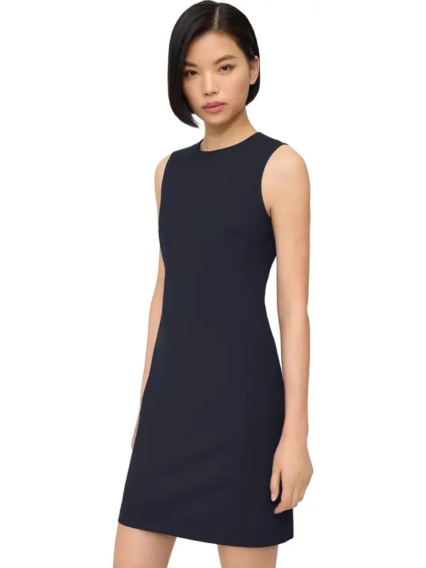 Theory Sleeveless Fitted Good Wool Dress - Nocturne Navy