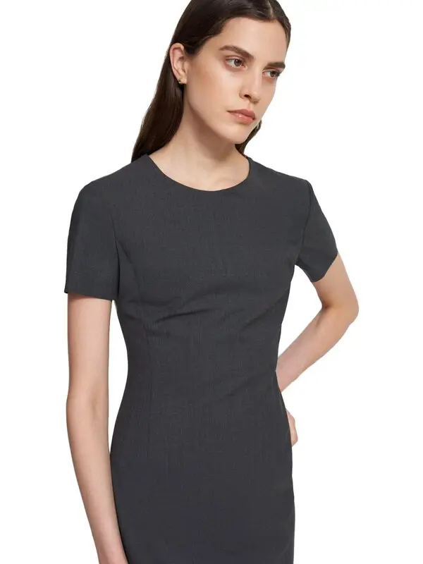Theory Sheath Dress In Good Wool - Charcoal Melange